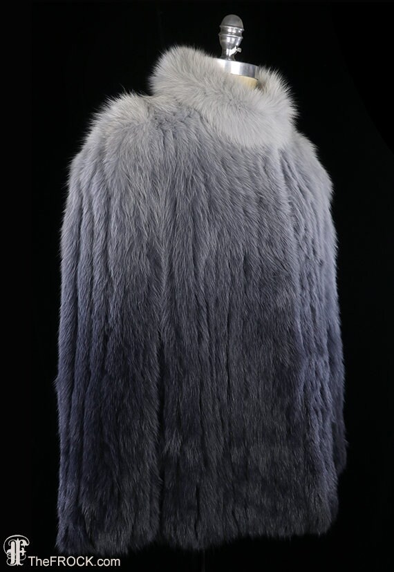 Ombre Gray Fox Jacket, Degrade Fur Coat Vintage, Silver Light Dark Grey ...