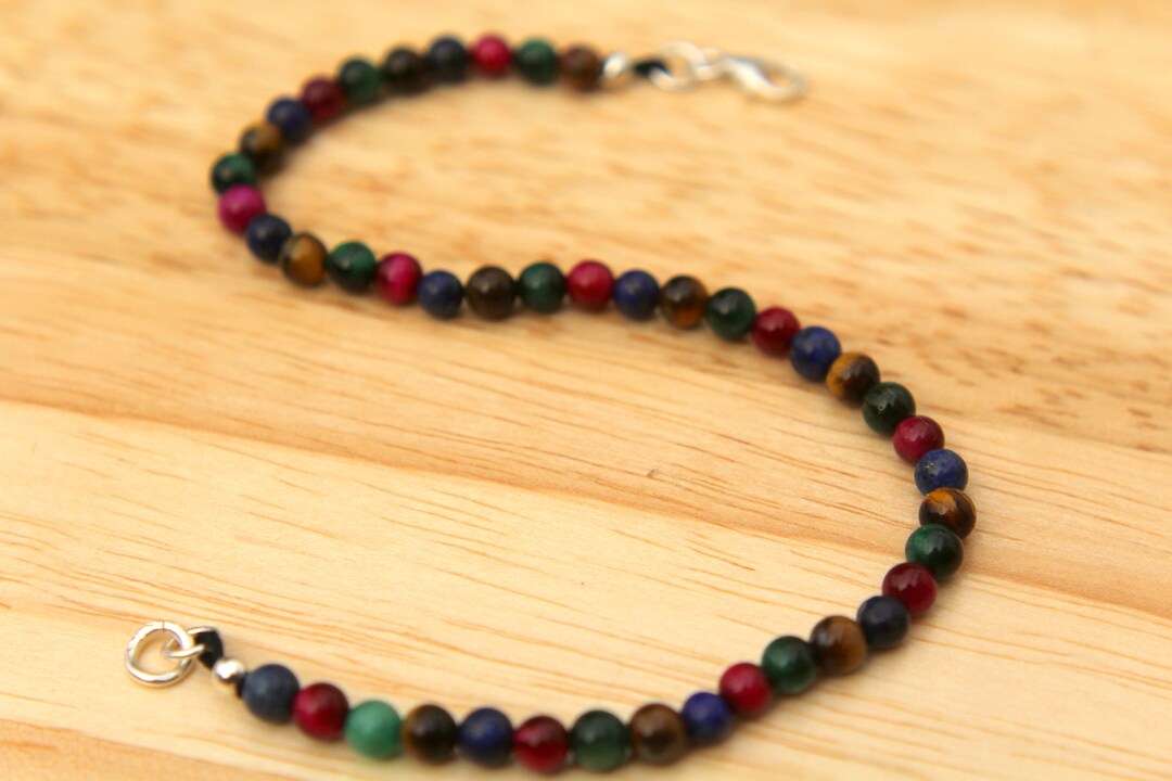 Gemengde tijgeroog armband, 925 sterling zilver, beschermende edelsteen ...