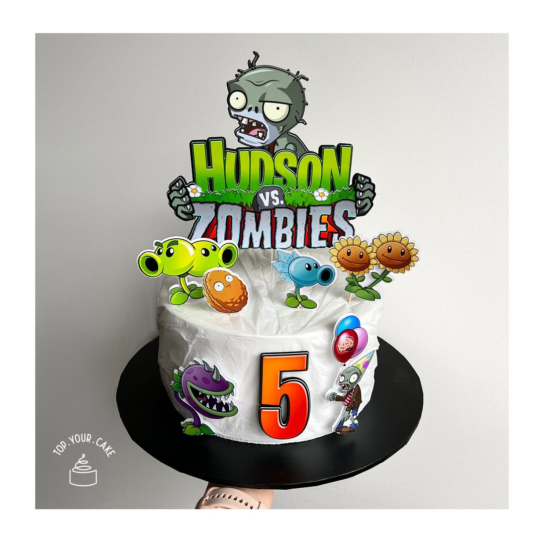 Plants Vs Zombies Inspired Cake Topper & Stickers Set | Birthday Party ...