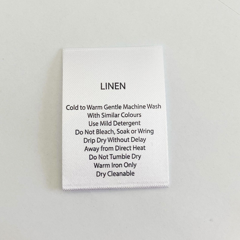 Washing Care Instructions Labels Satin Labels Linen Woven - Etsy