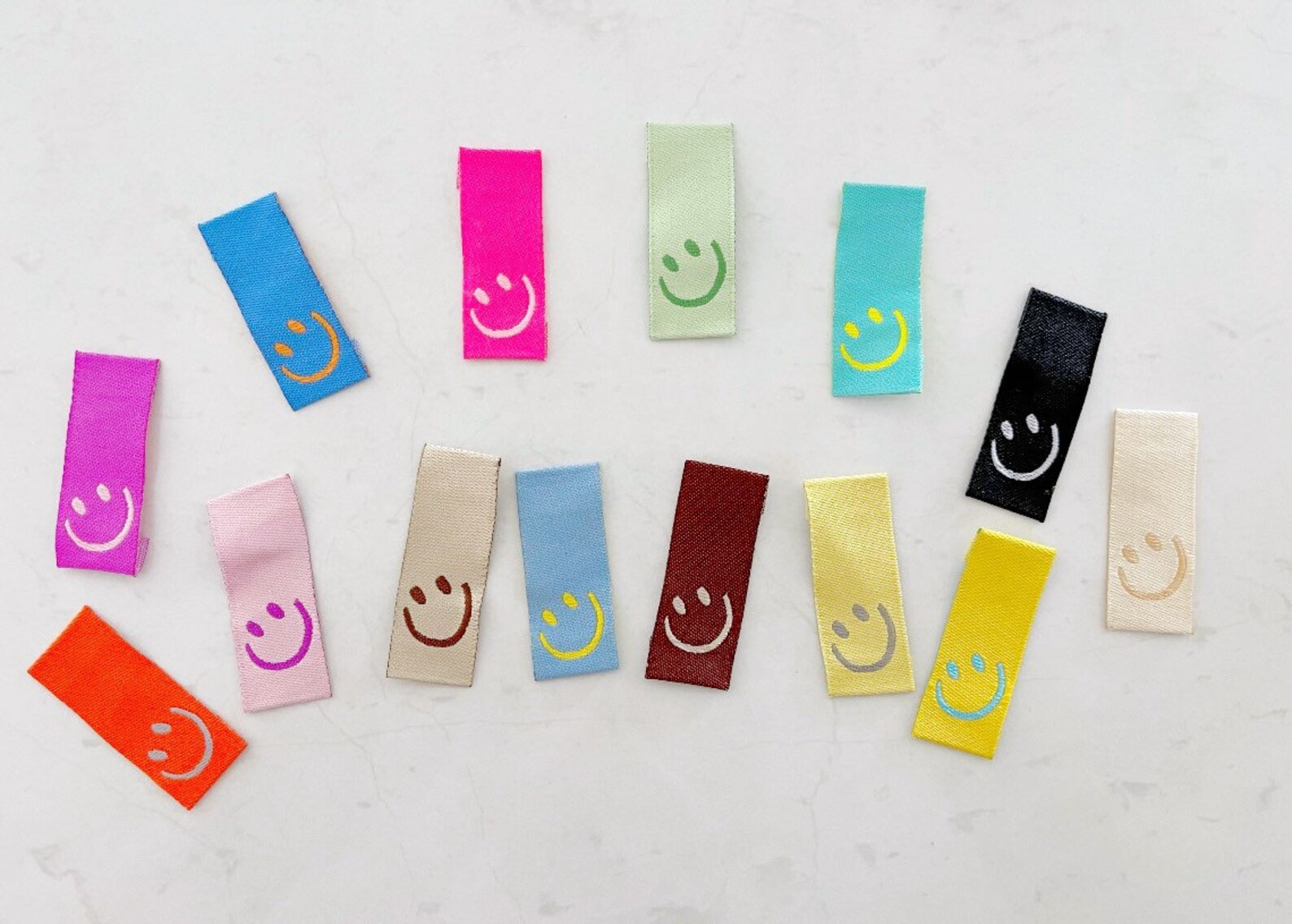 Happy Face Labels, Embroidered, Cotton, Logo, Sewing, Craft, Neckband ...