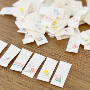 Pretty Neckband / Side Seam Labels, Flowers, Cotton, Logo, Sewing ...