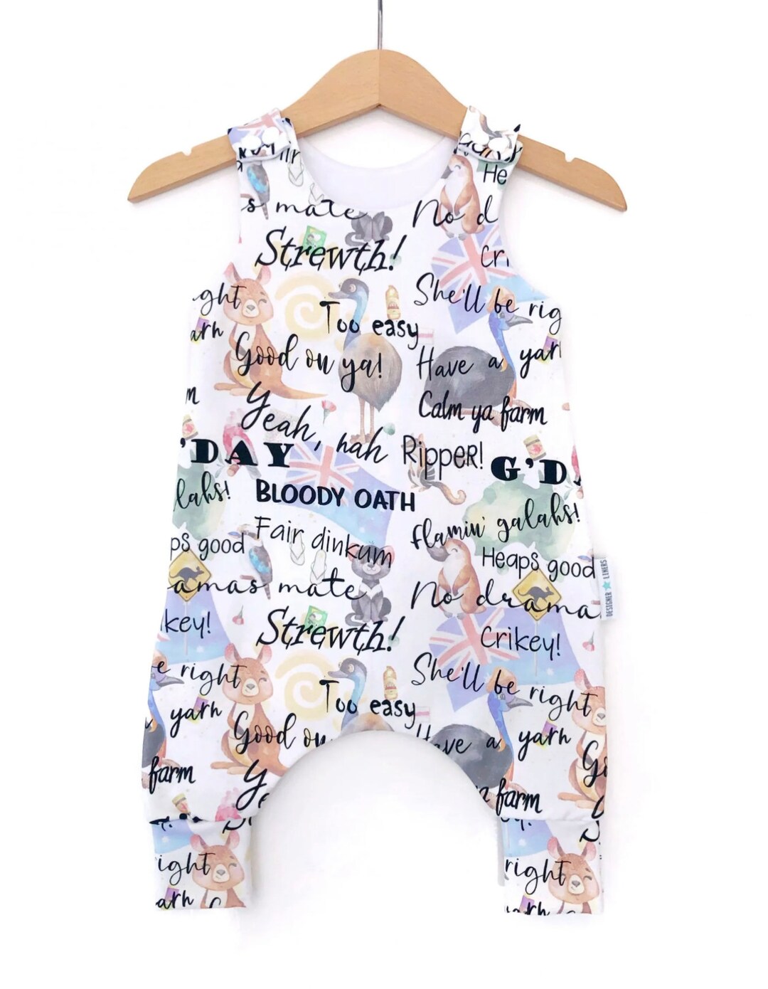 Aussie Words Romper, Baby Harem Romper, Australian Baby Clothes ...