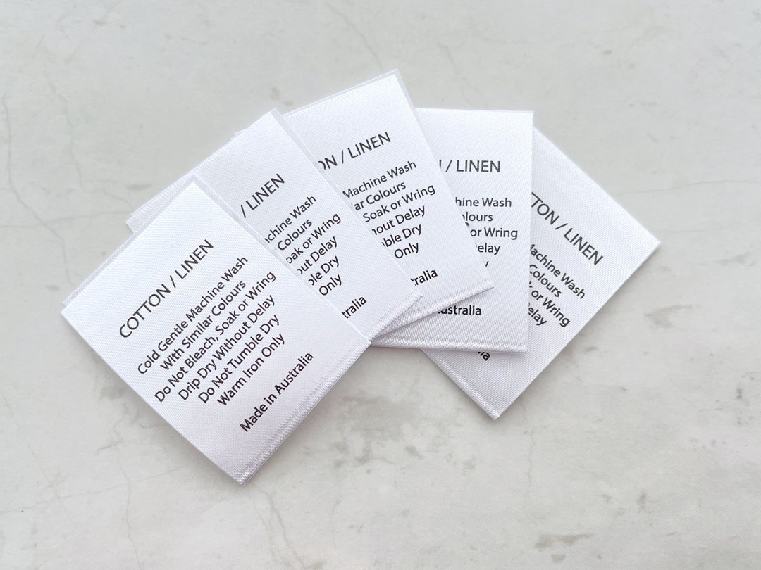 Washing Care Instructions Labels, Satin Labels, Cotton Linen, Woven ...
