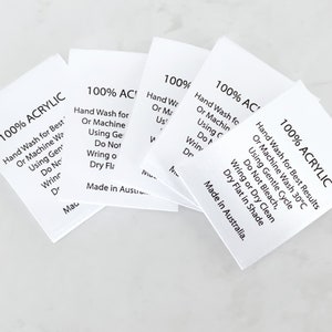 Washing Care Instructions Labels, Satin Labels, 100% Acrylic, Woven ...