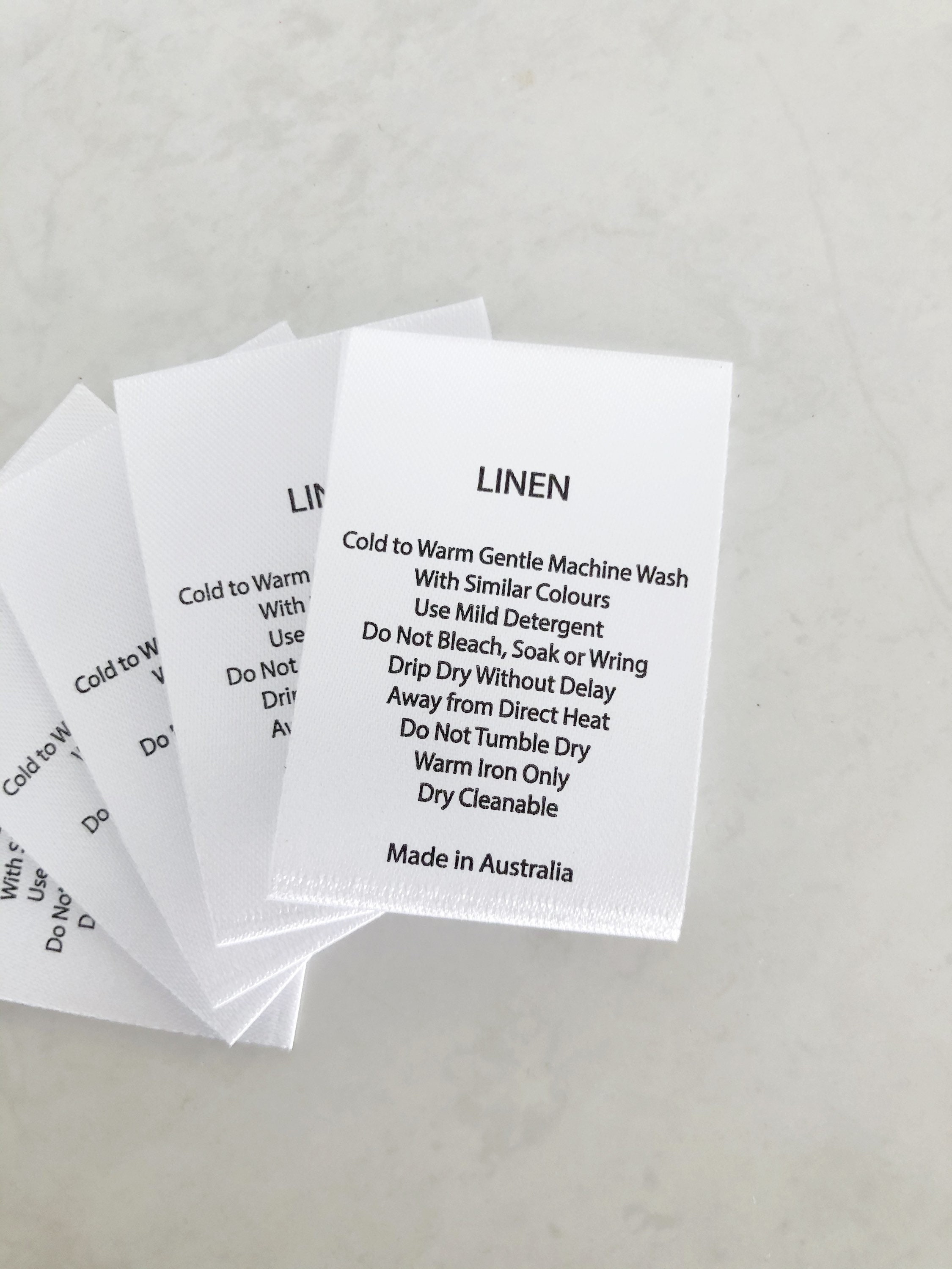 Washing Care Instructions Labels Satin Labels Linen Woven - Etsy