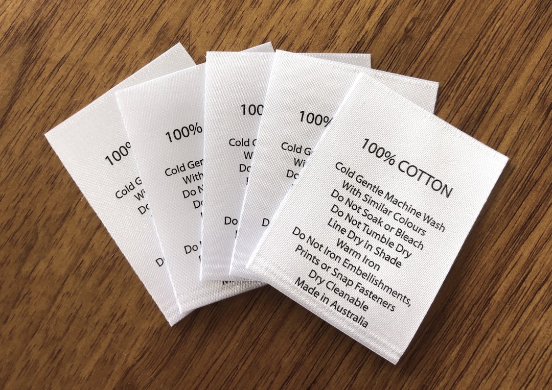 Washing Care Instructions Labels, Satin Labels, 100% Cotton, Woven ...