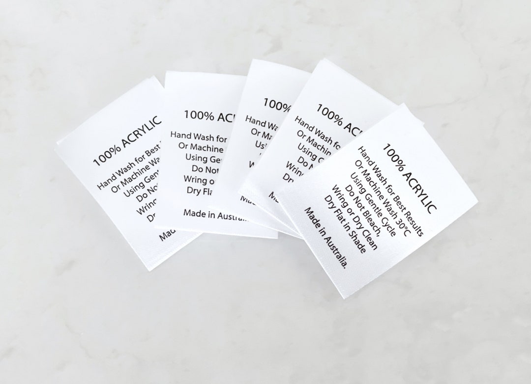 Washing Care Instructions Labels, Satin Labels, 100% Acrylic, Woven ...