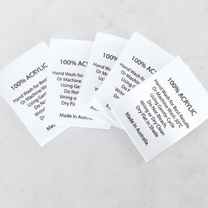 Washing Care Instructions Labels, Satin Labels, 100% Acrylic, Woven ...