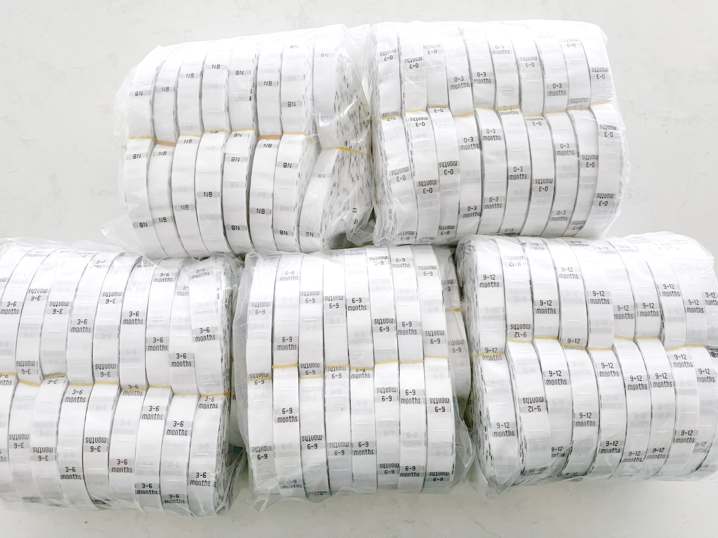 Size Labels, Tags, OSFM, 3-6 Months, 6-9 Months, 9-12 Months, Sew In ...