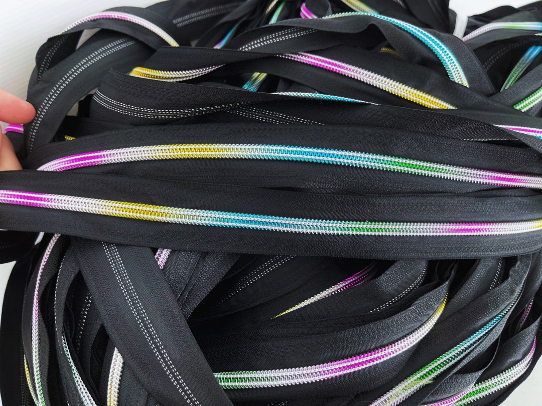 Rainbow Zipper Tape 5 Number 5 Zip Tape Zips Black - Etsy