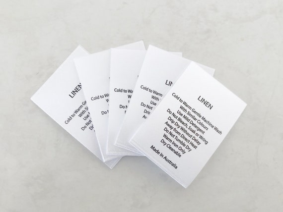 Washing Care Instructions Labels Satin Labels Linen woven | Etsy
