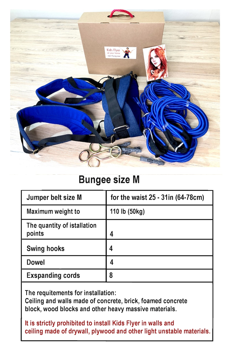 Indoor Bungee Jumping Size M for Kids 5-14 Years Home Bungee | Etsy