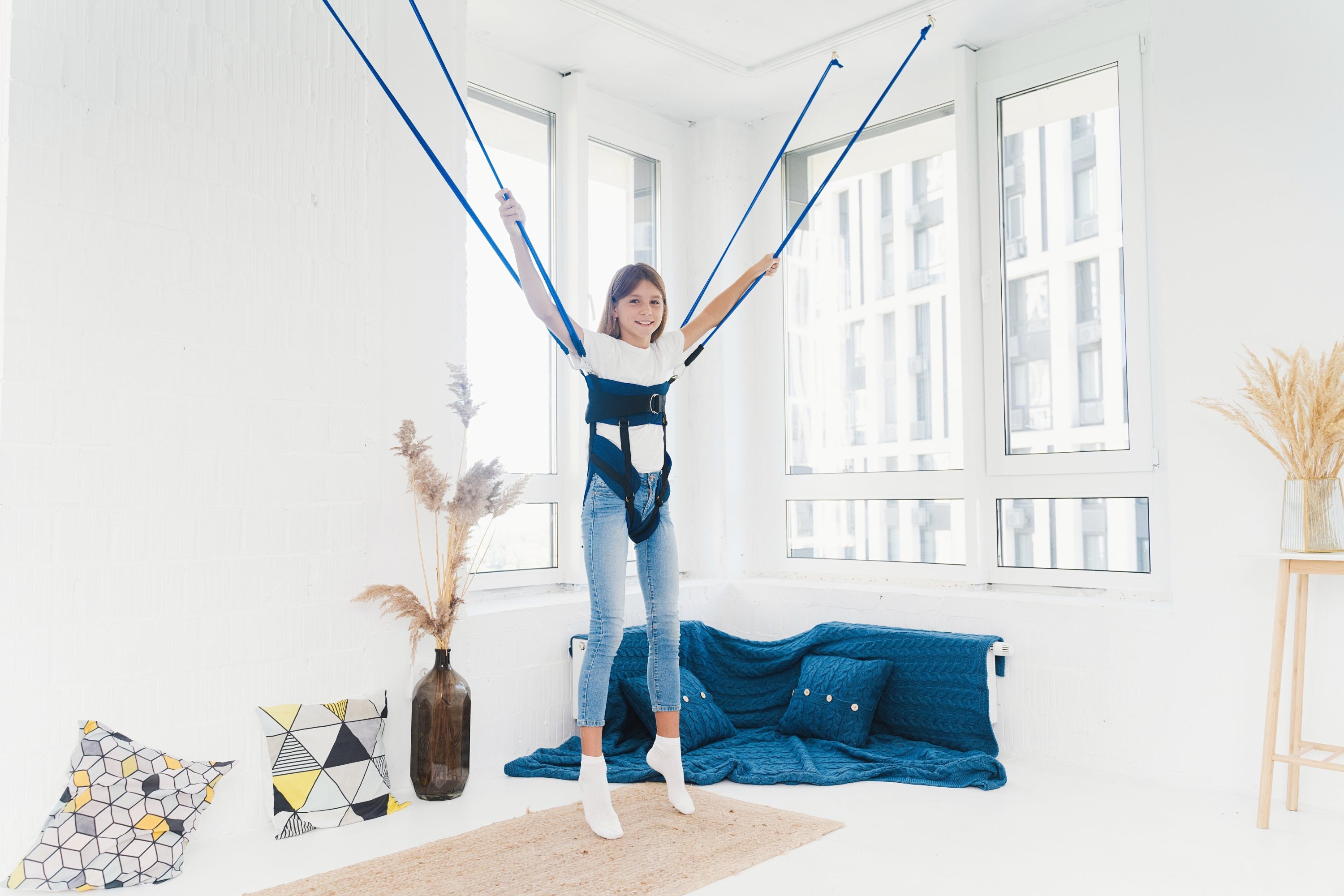 Indoor Bungee Jumping Size M for Kids 5-14 Years Home Bungee Playground ...