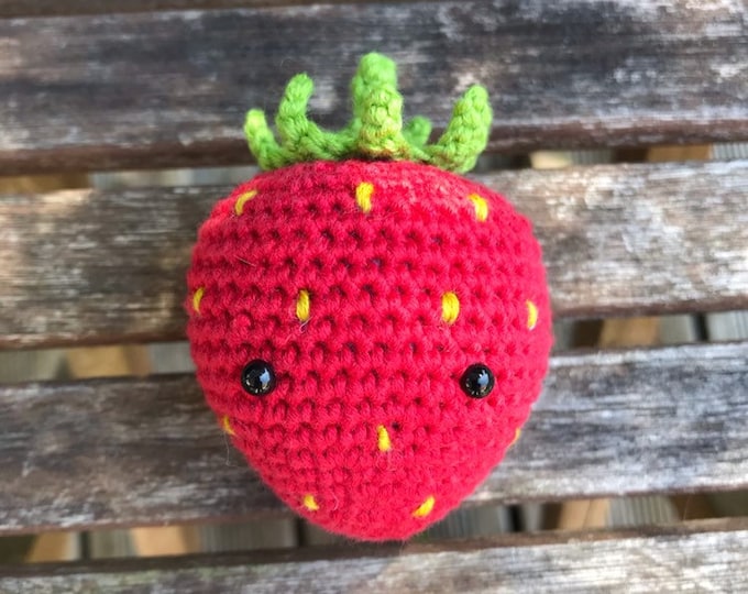 Crochet Strawberry Pillow, Soft Strawberry Plushie, Handmade Strawberry ...
