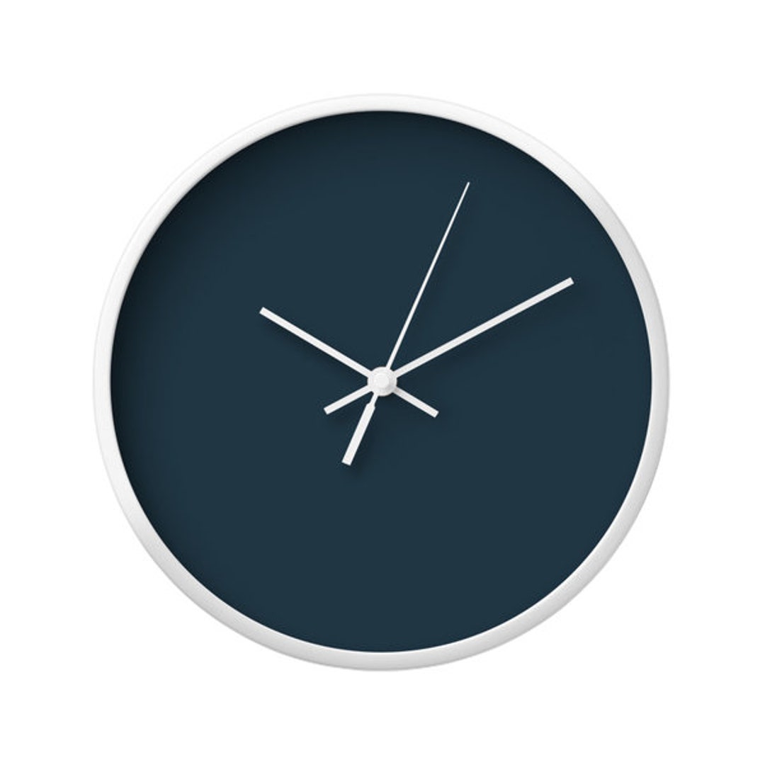 Solid Color Wall Clock. Storm Navy Dark Blue Nordic - Etsy