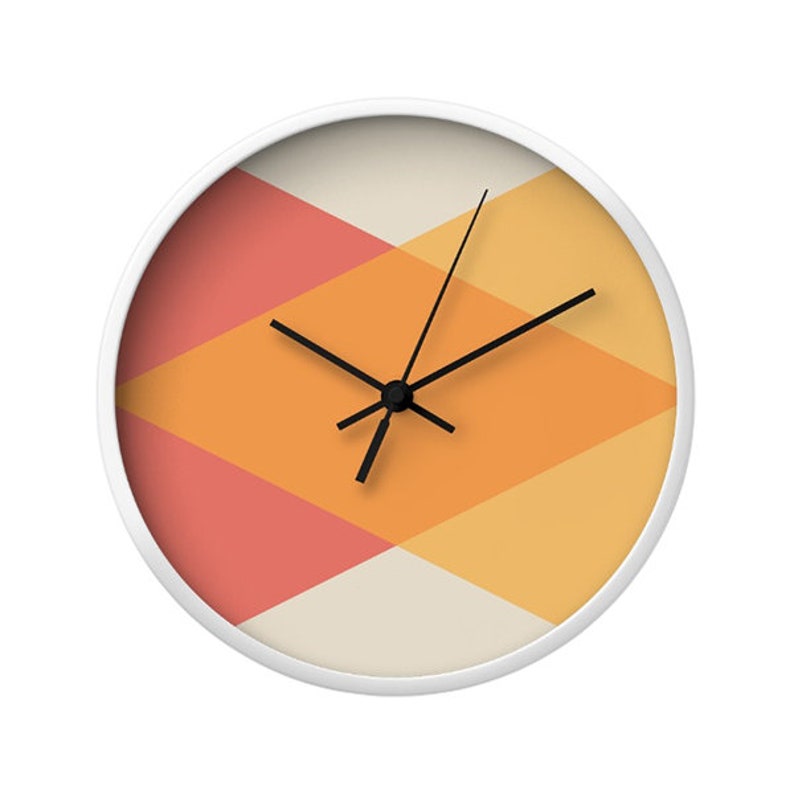 Mid Century Wall Clock Mustard Yellow Pink Geometric - Etsy