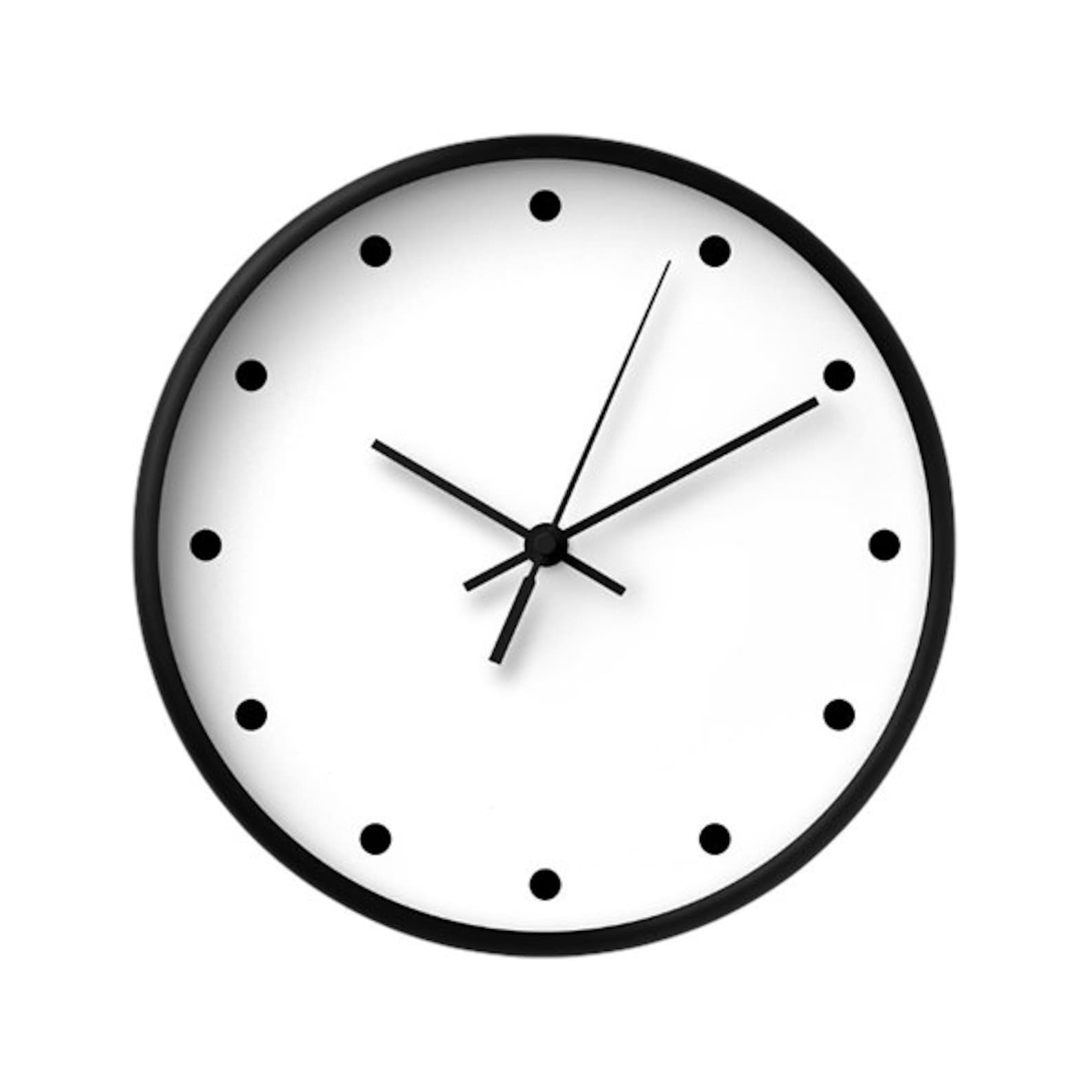 Nordic Wall Clock. Classic Dots Black and White White | Etsy