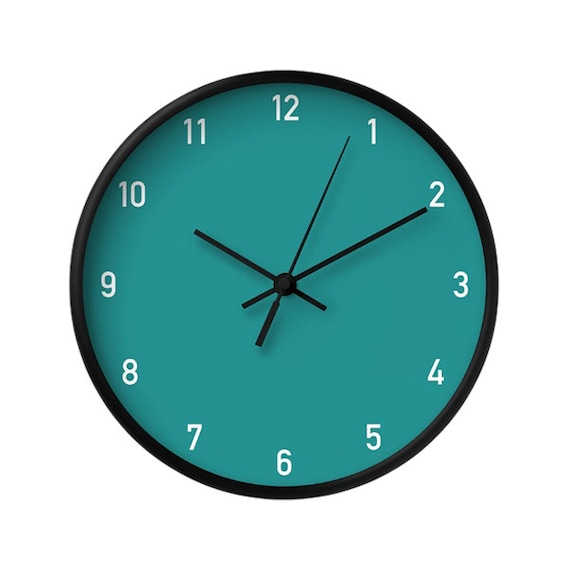 Numbers Wall Clock Turquoise Green Blue Color Solid Wood | Etsy