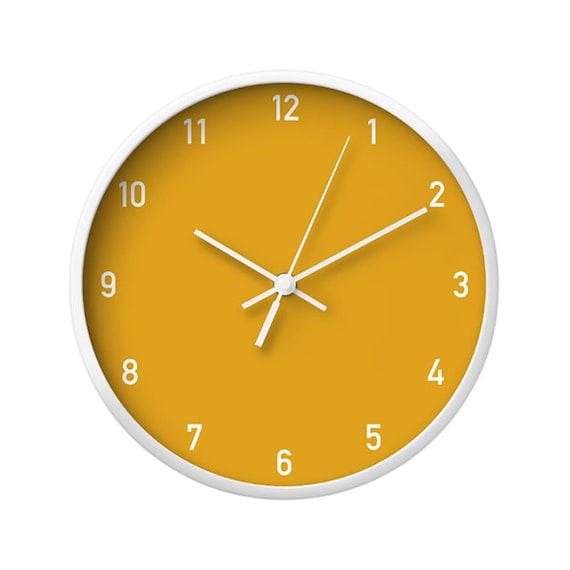 Numbers Wall Clock Yellow Mustard Color Classic Nordic - Etsy