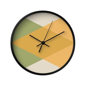 Mid Century Wall Clock Mustard Yellow Pink Geometric - Etsy