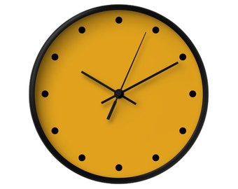 Numbers Wall Clock Yellow Mustard Color Classic Nordic | Etsy