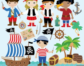 Pirate Clipart Pirate Boy and Girl digital clip art Pirate | Etsy