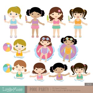 Girls Pool Party Digital Clipart - Etsy
