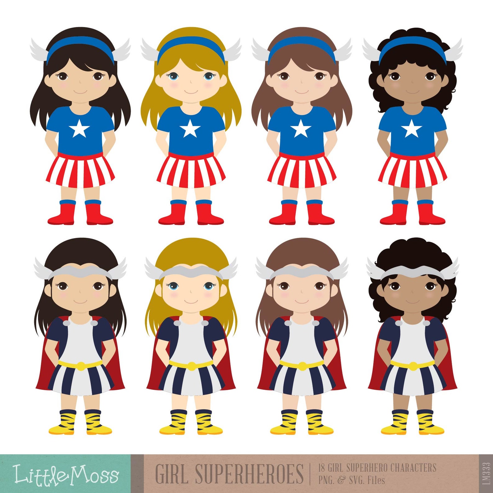 Girl Superheroes Clipart: 73 PNG Images (digital Download) - Etsy