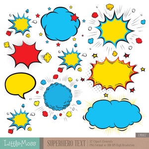 Superhero Text Digital Clipart, Comic Text Clipart, Superheroes Pop Art ...
