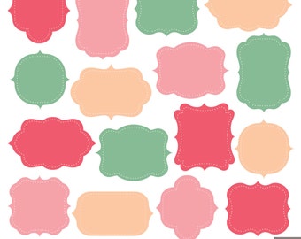 CLIPART | 16 Vintage Labels | Clip Art Digital Frames Supplies Vector ...