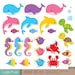 Under the Sea Digital Clipart and Papers, Sea Animals Clipart, Sea ...