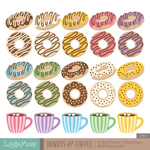 Donuts and Coffee Digital Clipart and Papers, Doughnut Clipart - Etsy