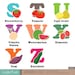 Alphabet A-Z Digital Clipart, Vegetable and Fruit Aphabet - Etsy