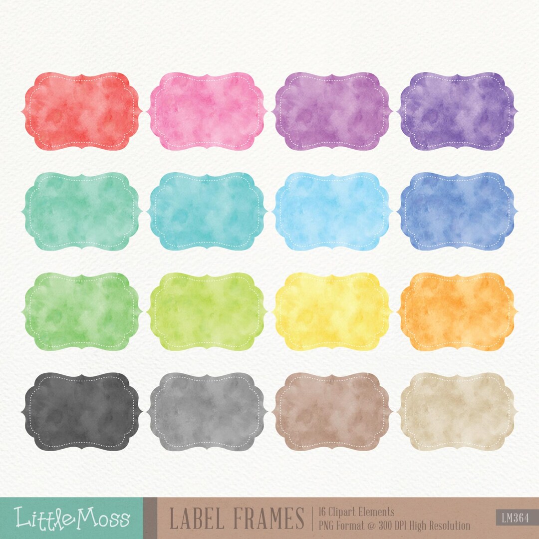Watercolor Frames Clipart, Watercolor Labels, Border Clipart - Etsy