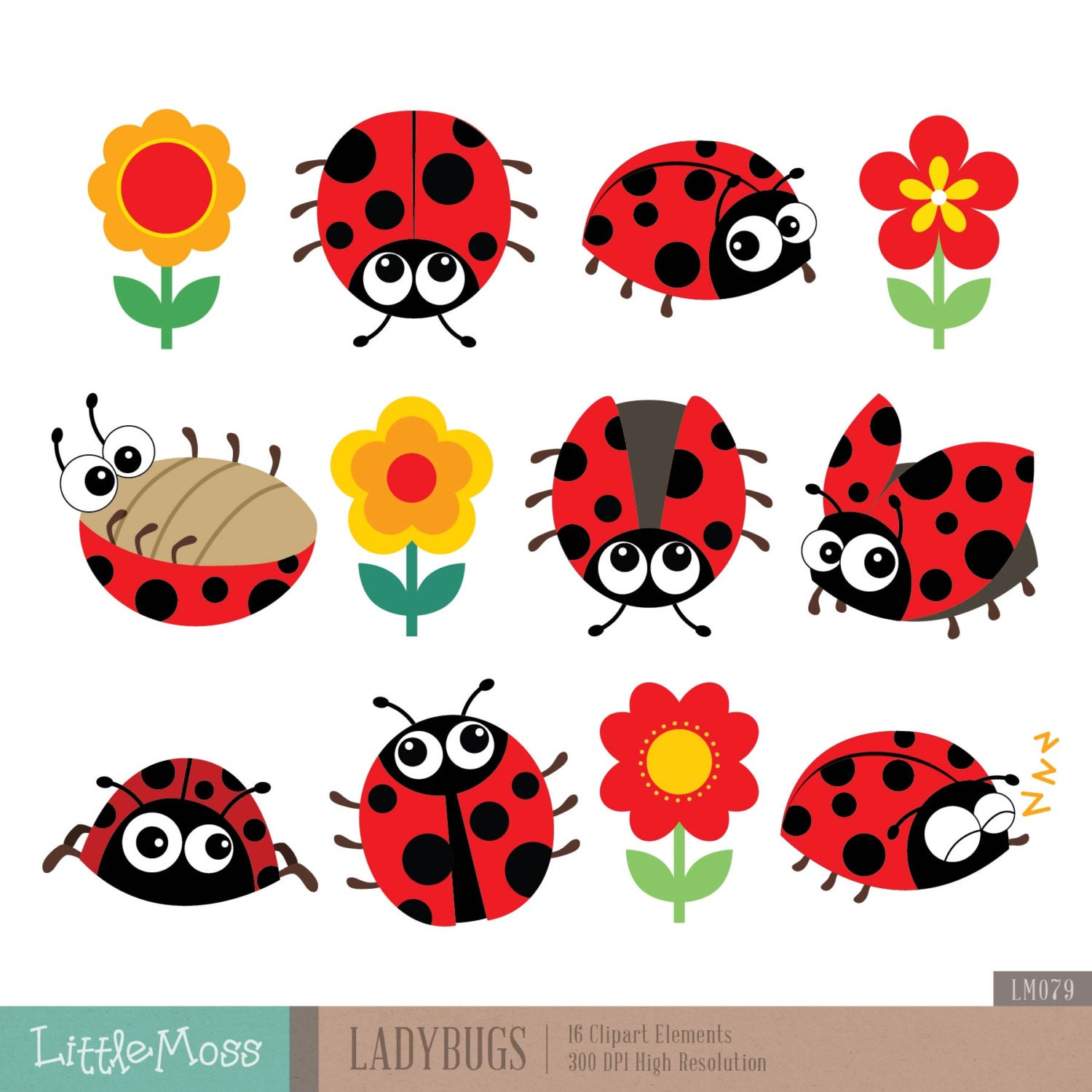 Ladybugs Clipart | Etsy
