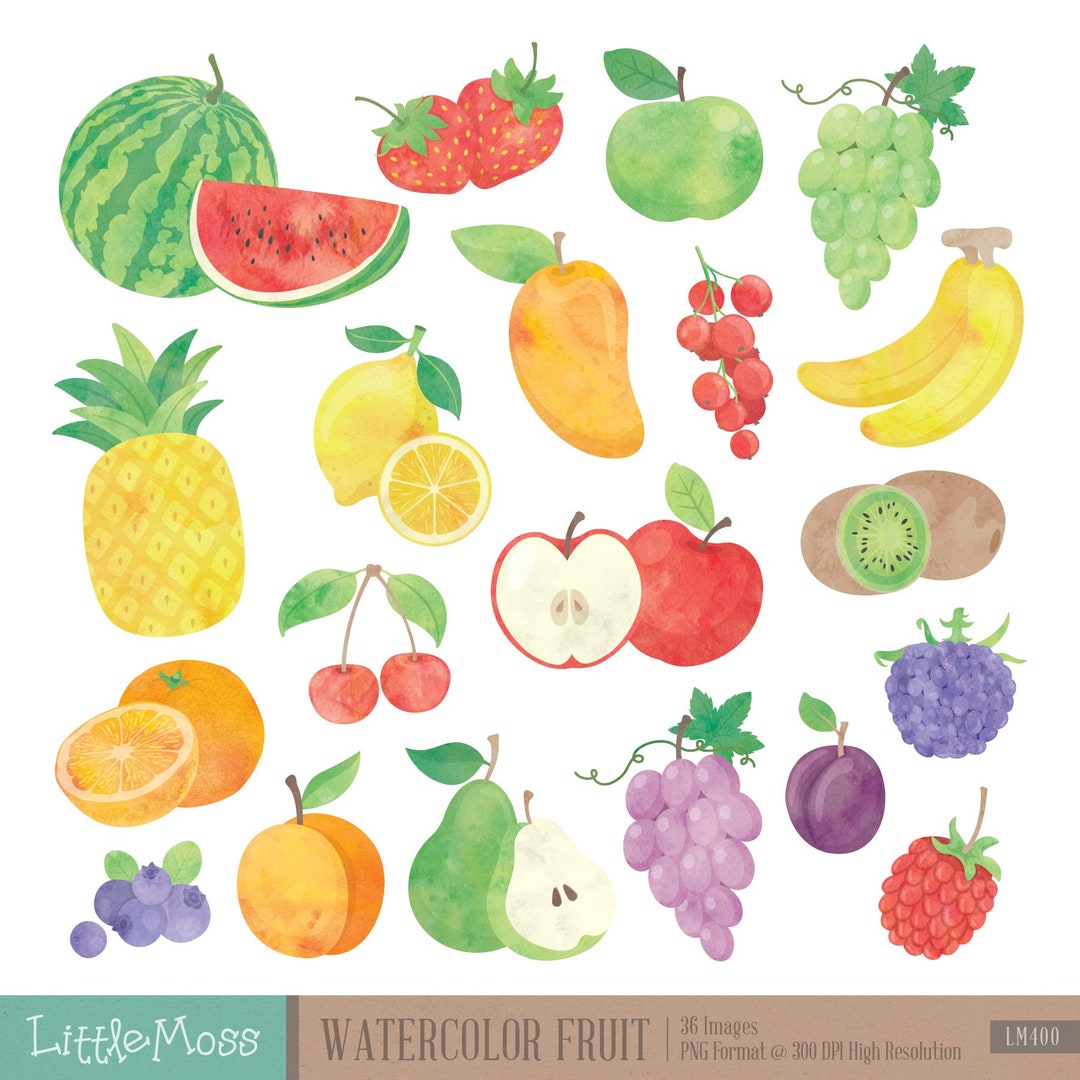 Fruits Digital Clipart, Watercolor Fruit Clipart, Lemon, Lime ...