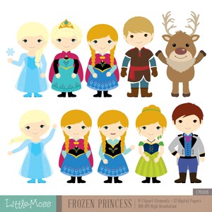 Snow Princess Digital Clipart and Papers, Frozen Clipart - Etsy
