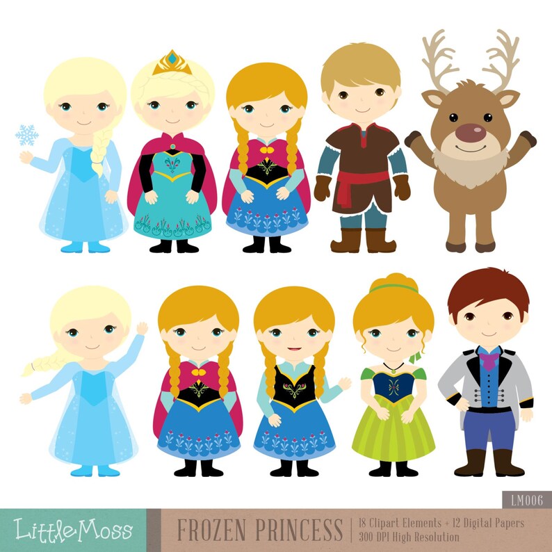 Snow Princess Digital Clipart and Papers Frozen Clipart - Etsy