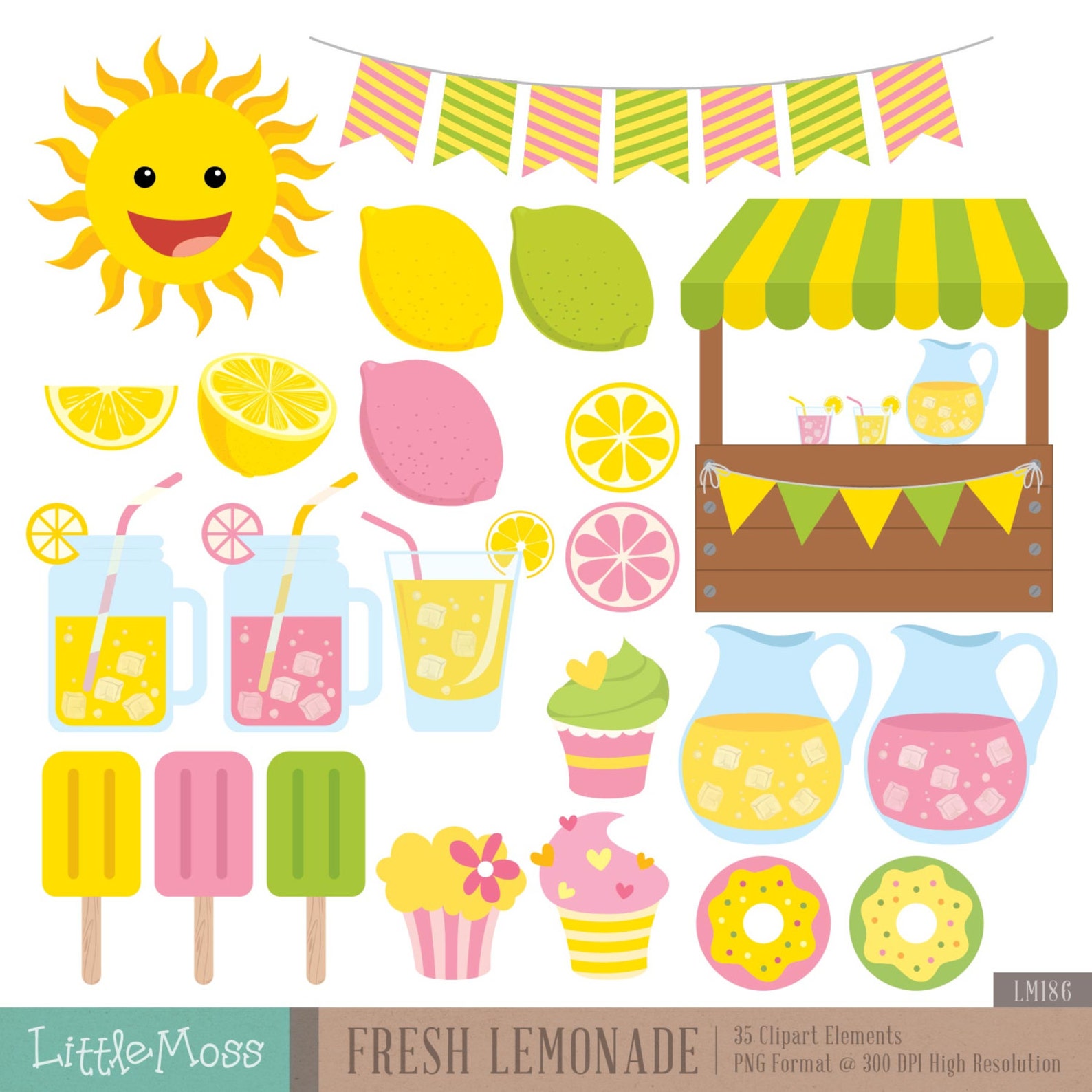 Fresh Lemonade Digital Clipart | Etsy