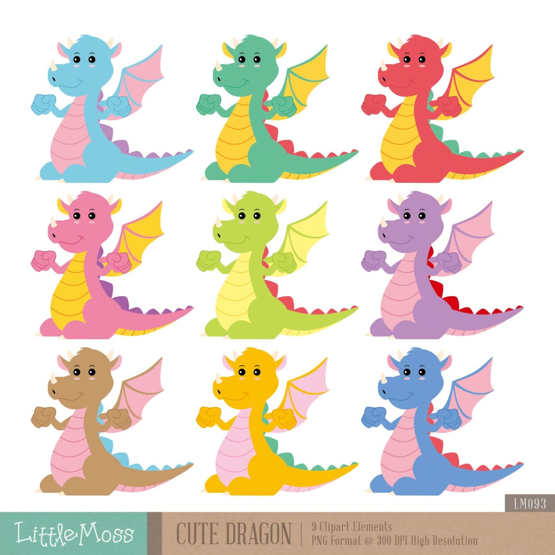 Cute Dragon Digital Clipart - Etsy