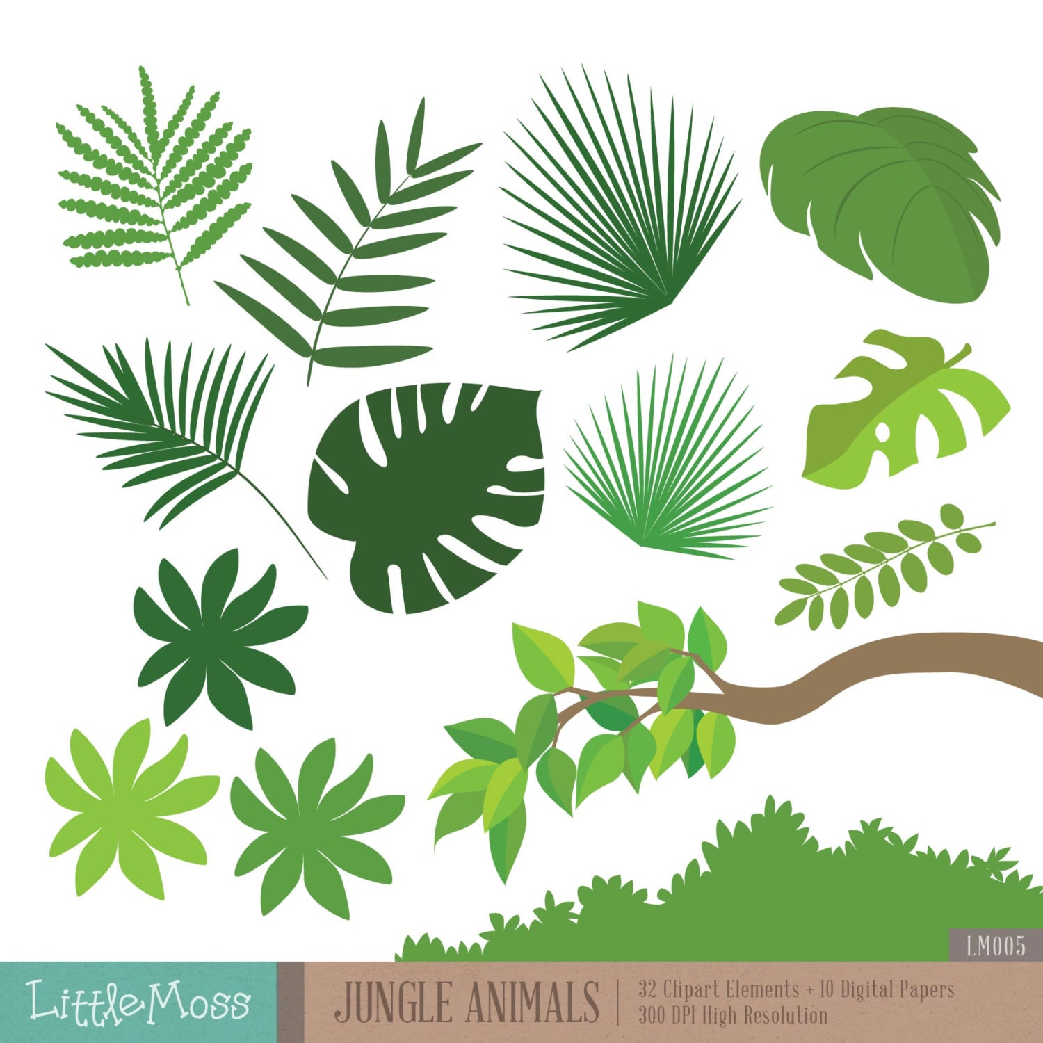 Jungle Animals Digital Clipart and Papers - Etsy