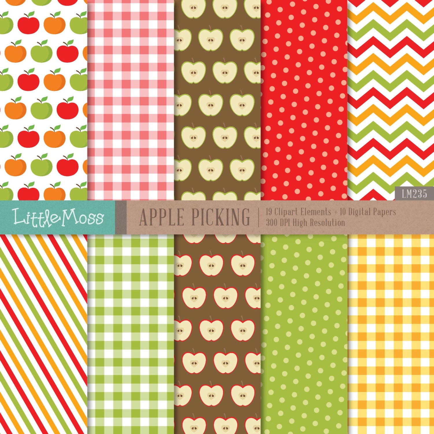 Apple Picking Digital Clipart - Etsy