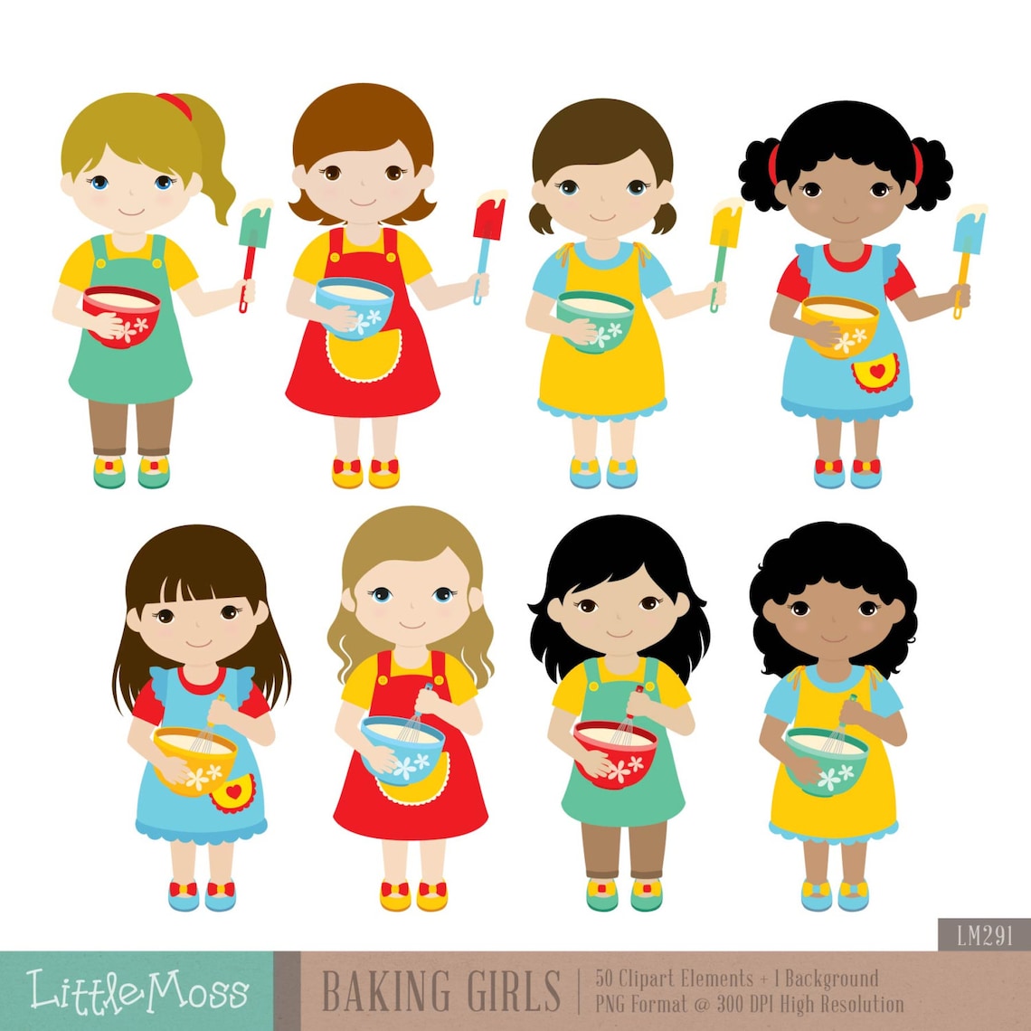 Baking Girls Digital Clipart - Etsy
