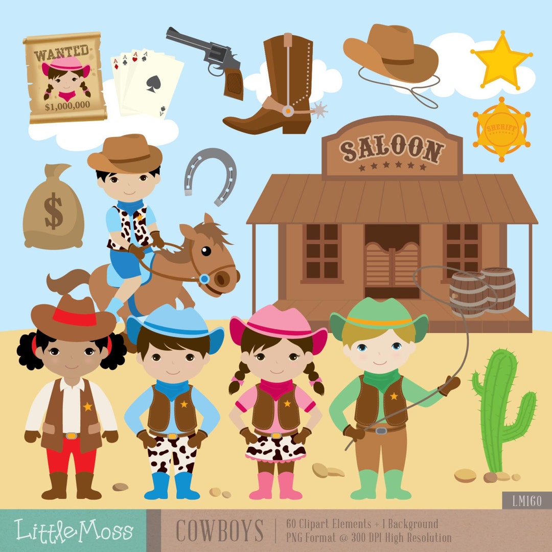Cowboy Clipart Set: Wild West Graphics (digital Download) - Etsy