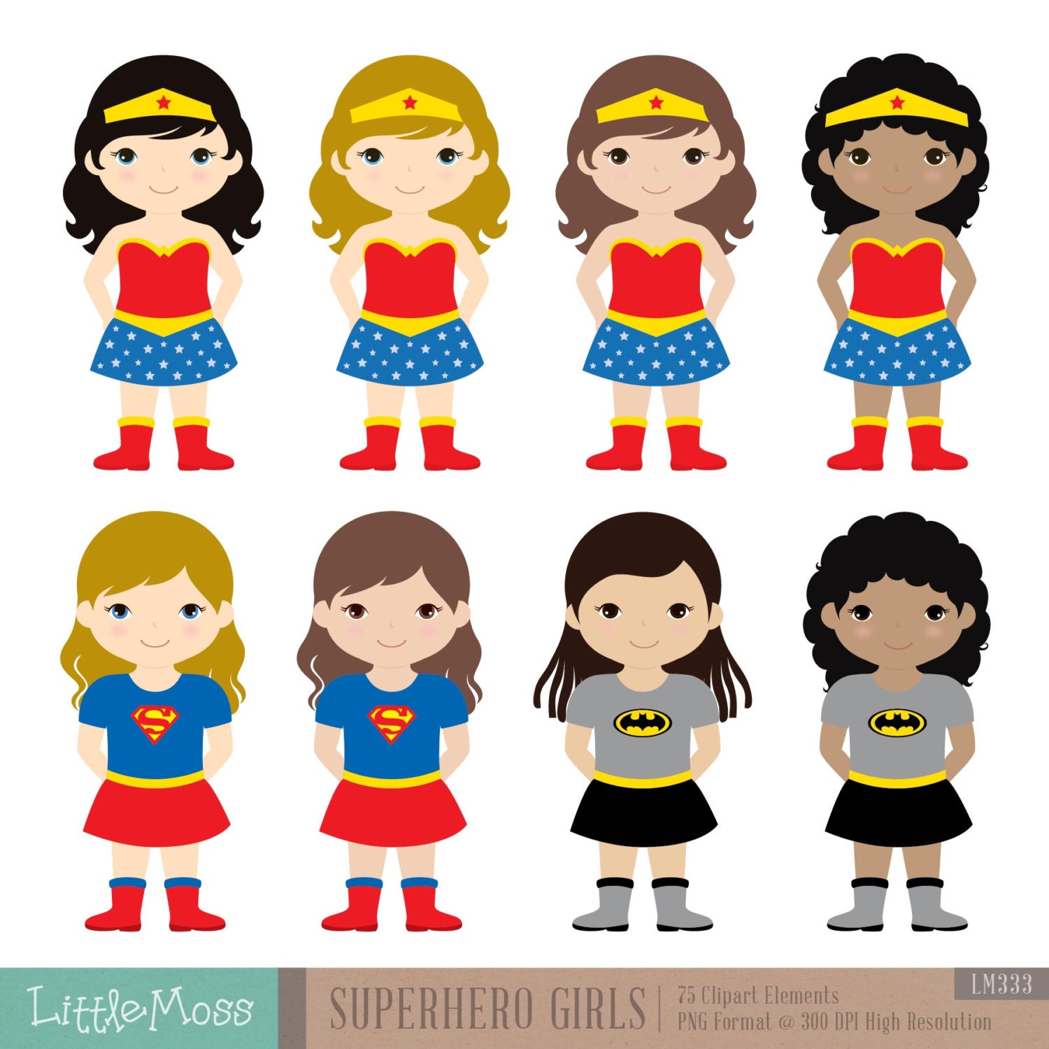 Girl Superheroes Clipart Superhero Girl Clipart Clipart | Etsy