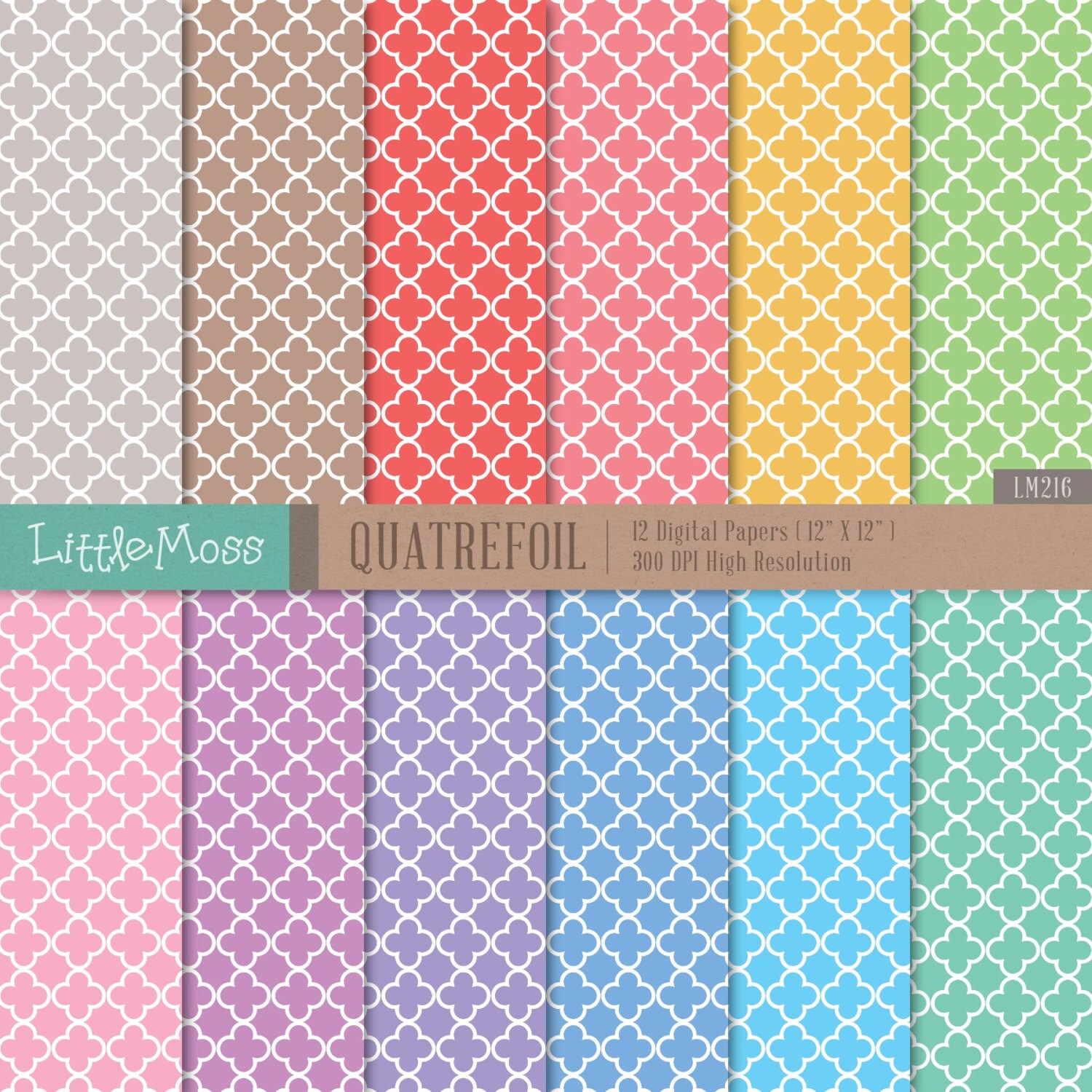 12 Quatrefoil Digital Papers - Etsy