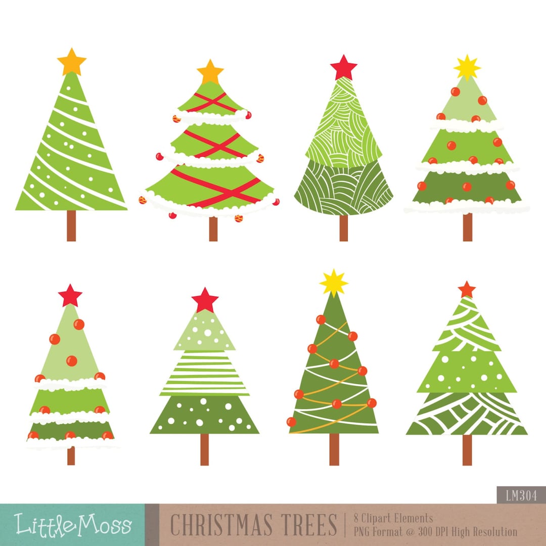 Christmas Trees Digital Clipart - Etsy