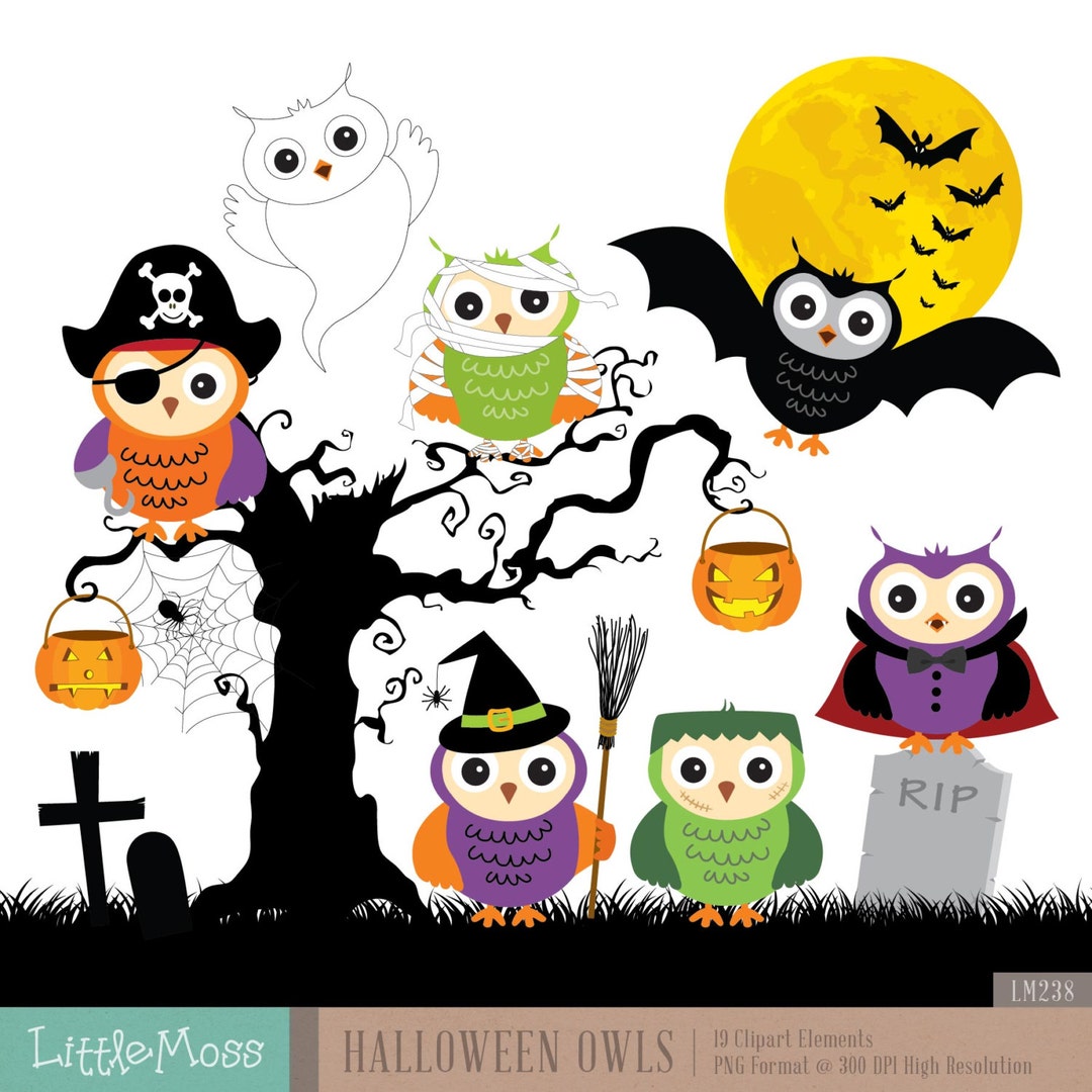 Halloween Owls Digital Clipart - Etsy