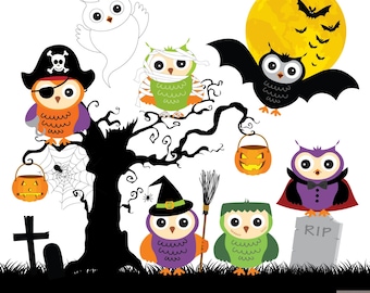 Kawaii Halloween Clipart, Kawaii Halloween Cute Digital Clipart ...